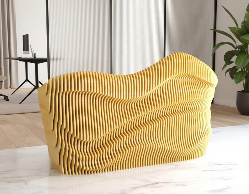 Luxury Parametric Reception Desk: Sculptural 3D Wave Wooden Counter - Etsy