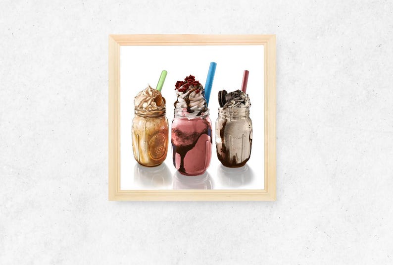 Shakes Trio Print | Cafe Collection | Food Illustration | Cafe Wall Art ...