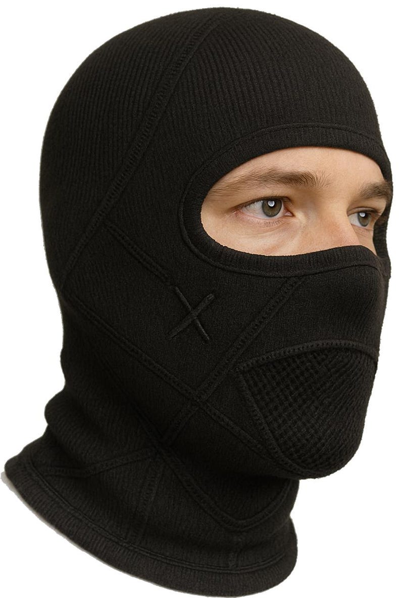 Shadow Veil Ribbed Knit Balaclava – Tactical Streetwear Mask for Men ...