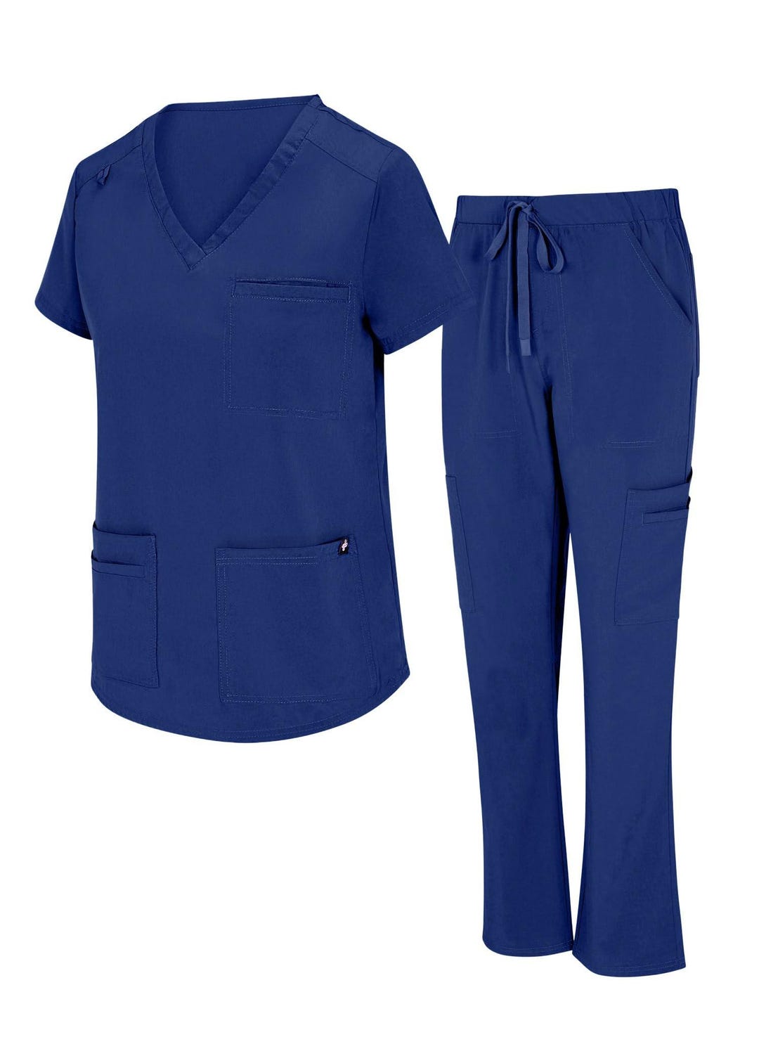 Womens Stretch Cargo Scrub Set 11 Pocket Medical Uniform Nursing ...