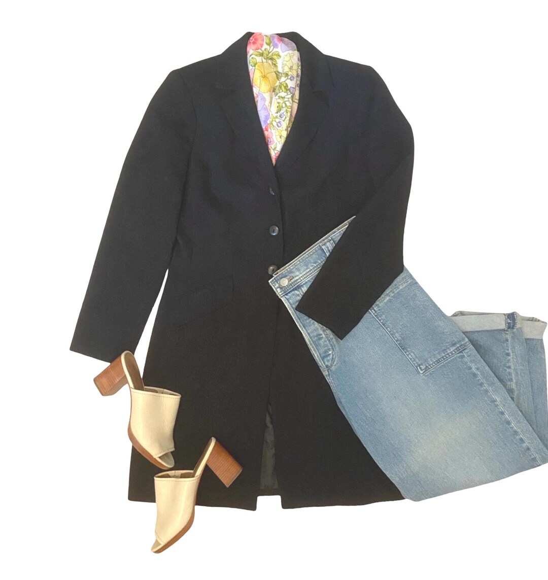 Vintage | Longline Damask Three Button Blazer - Etsy