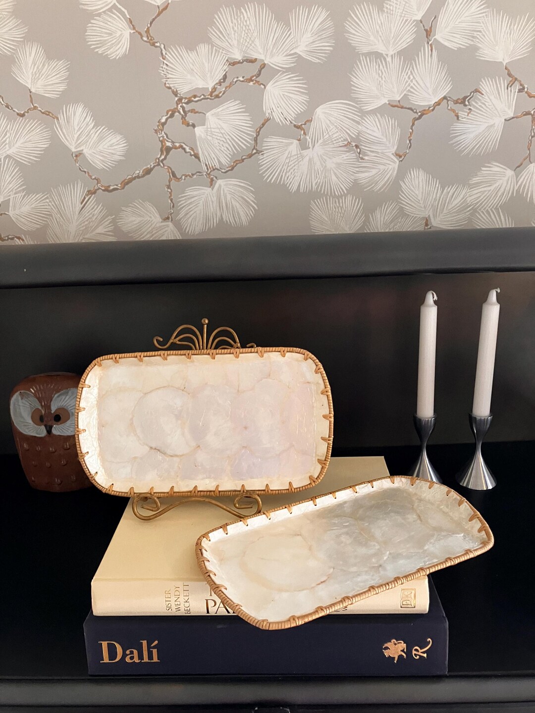 Vintage Capiz Shell Trays- Set of 2 - Etsy
