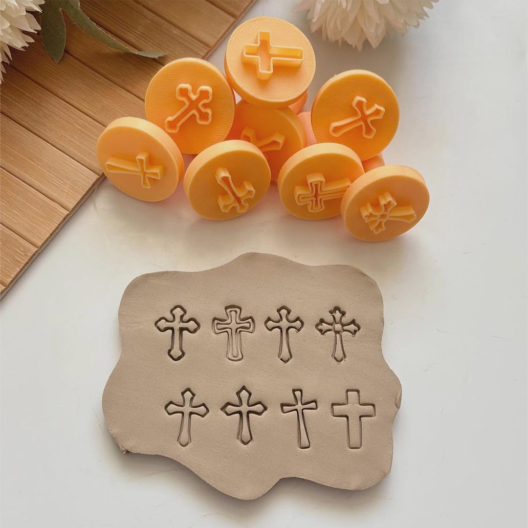 Christian Cross Design Texture Stamp Set: Polymer Clay & Ceramic DIY ...