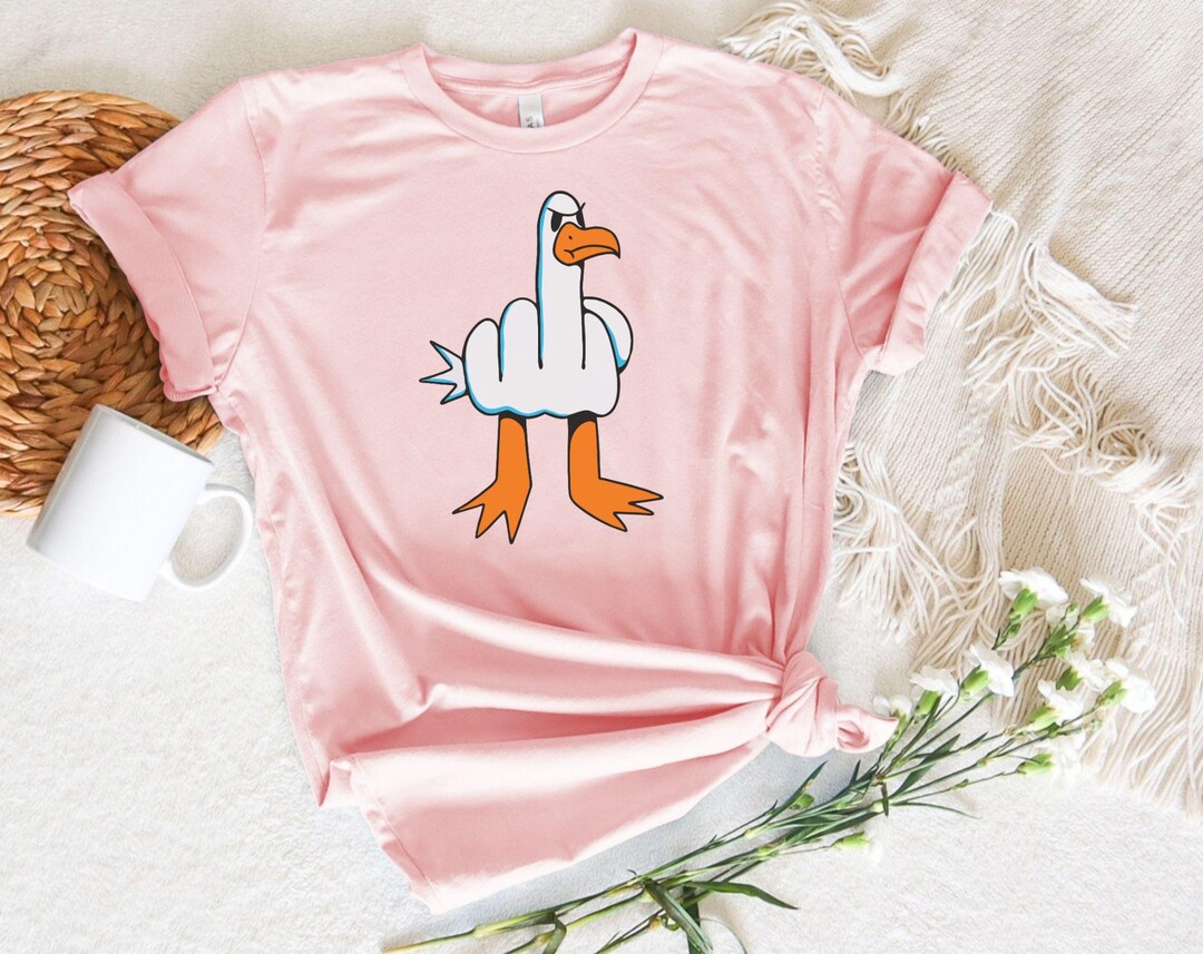 Rude Seagull T-shirt, Funny Middle Finger T-shirt, Mens Funny T-shirt ...