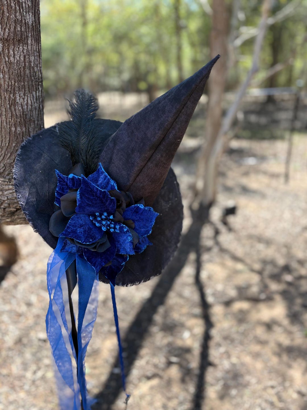 Witch Hat in Black & Royal Blue | Gothic Witch Elegance - Etsy