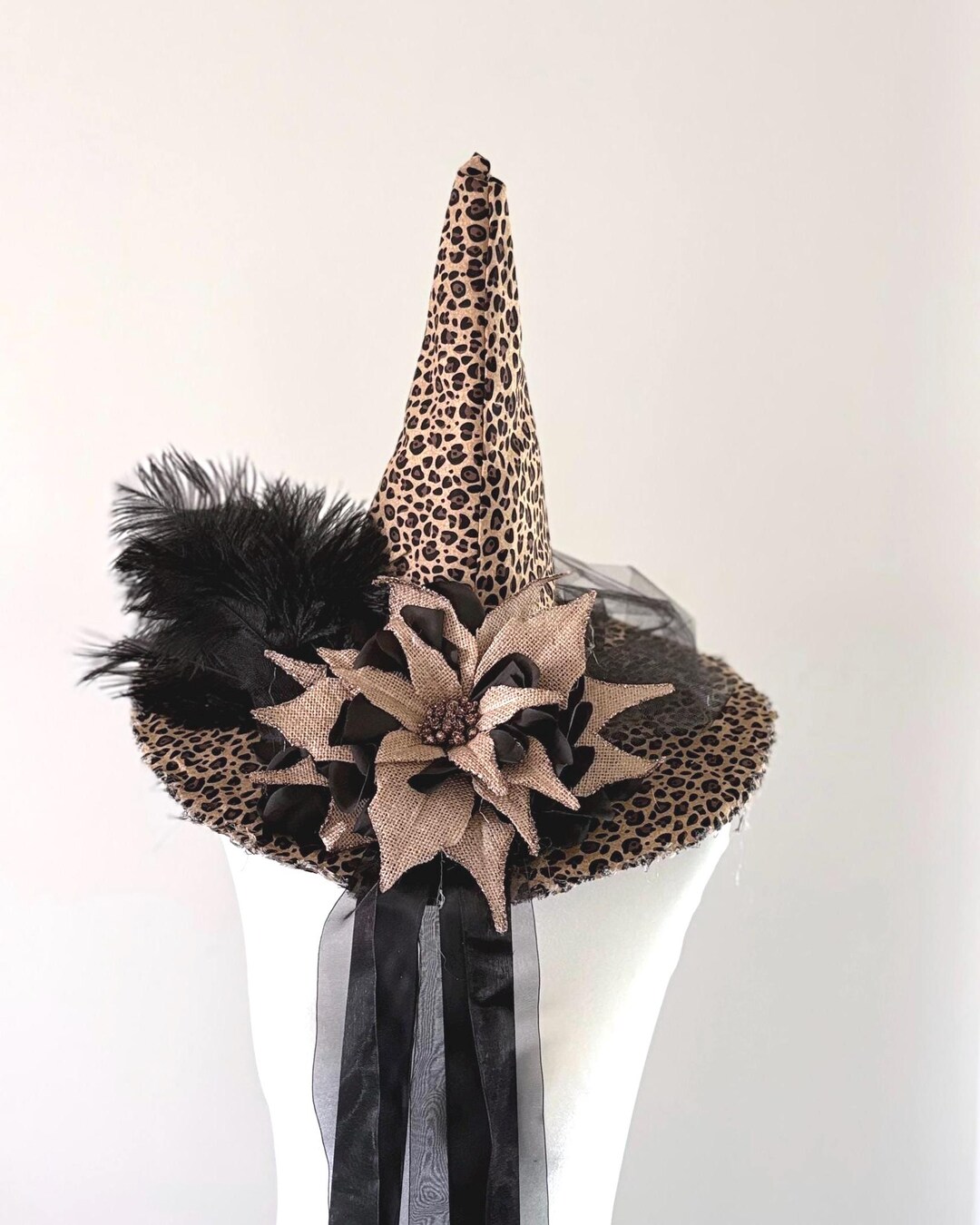 Cheetah Print Witch Hat – Handmade Gothic Statement Hat - Etsy
