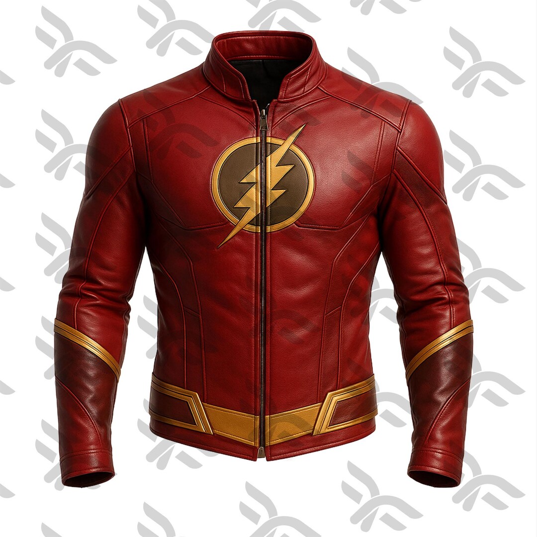 Men Allen Leather Jacket Handmade Speedster Superhero Cosplay Jacket ...