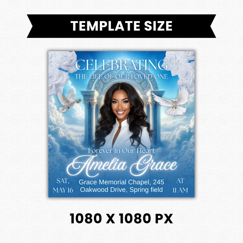 Memorial Funeral Announcement Flyer Template, Celebration of Life ...