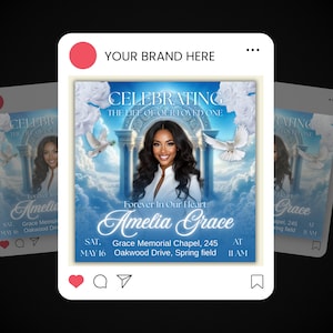 Memorial Funeral Announcement Flyer Template, Celebration of Life ...