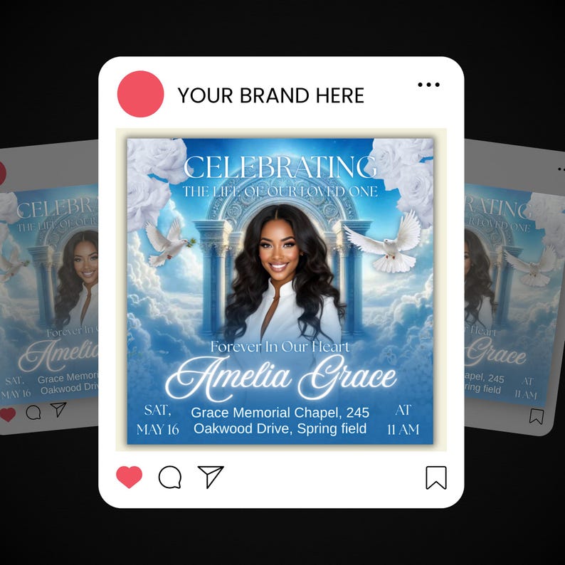 Memorial Funeral Announcement Flyer, Celebration of Life Template (DIY ...