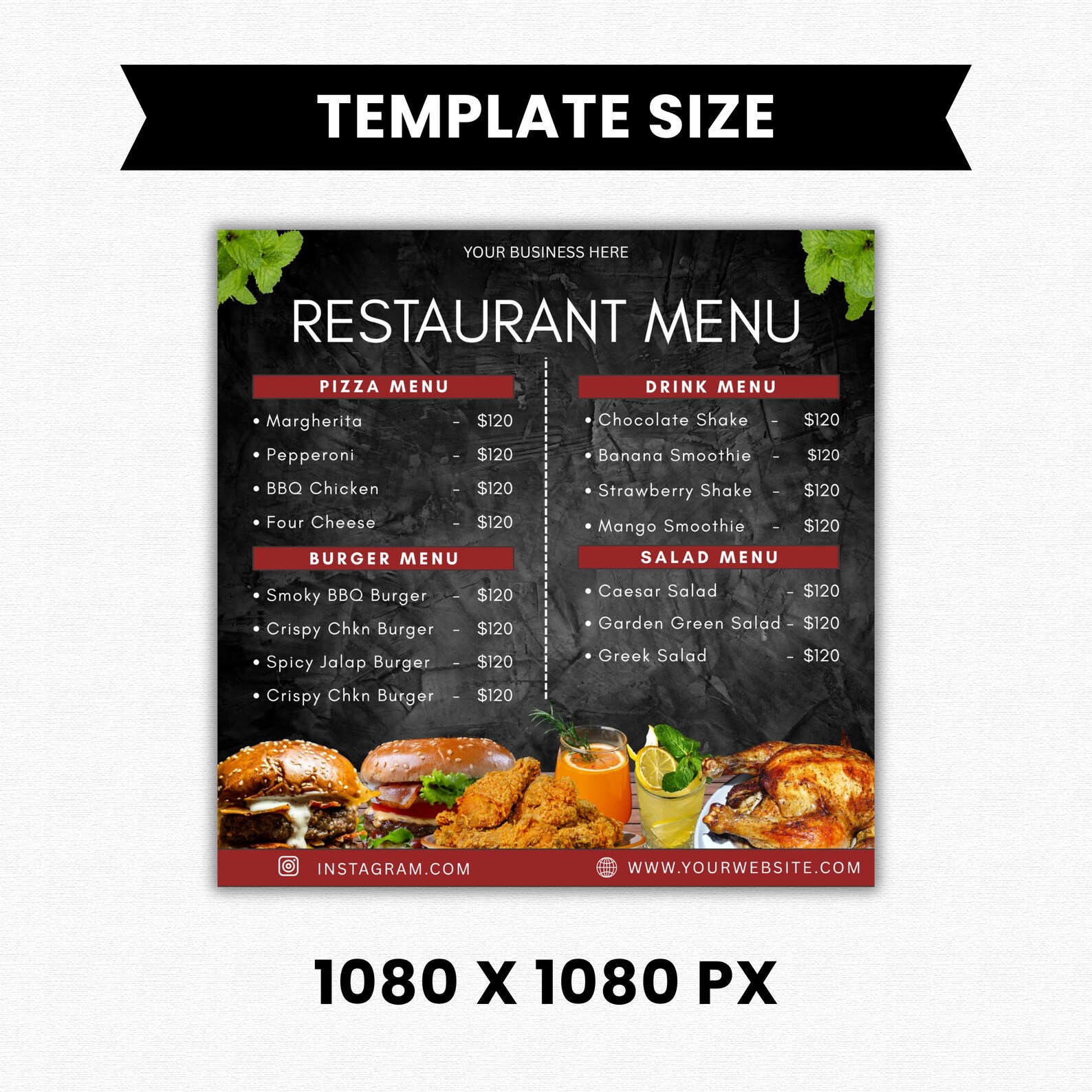 Restaurant Menu Template, Editable Canva Modern Menu Design for Cafe ...