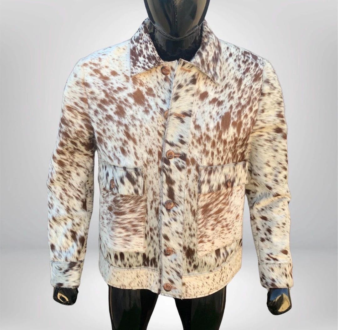 Cow Print Faux Fur Western Jacket | Rodeo Cowhide Coat - Etsy