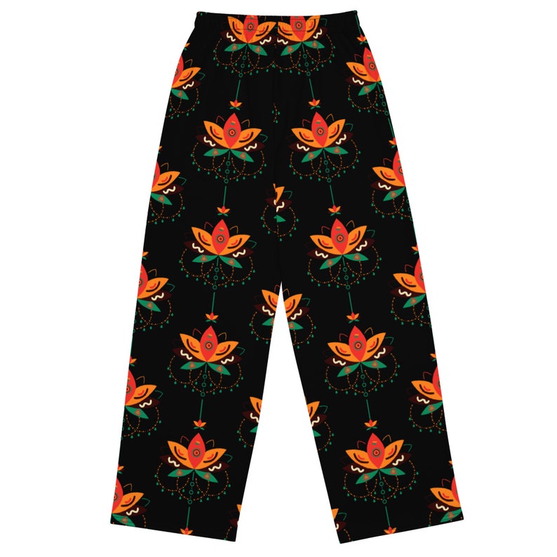 Black Lotus Multi All-over Print Unisex Wide-leg Pants - Etsy