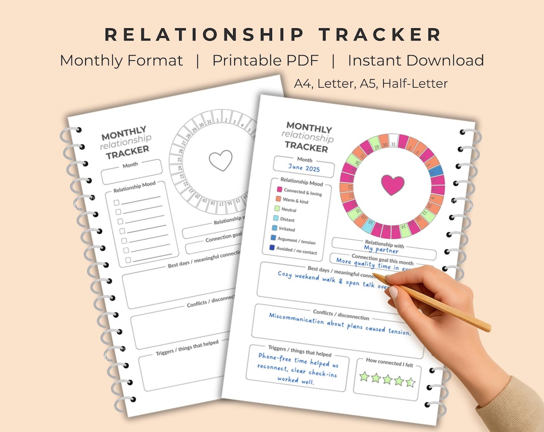 Monthly Relationship Tracker – Connection Log Printable, Digital ...