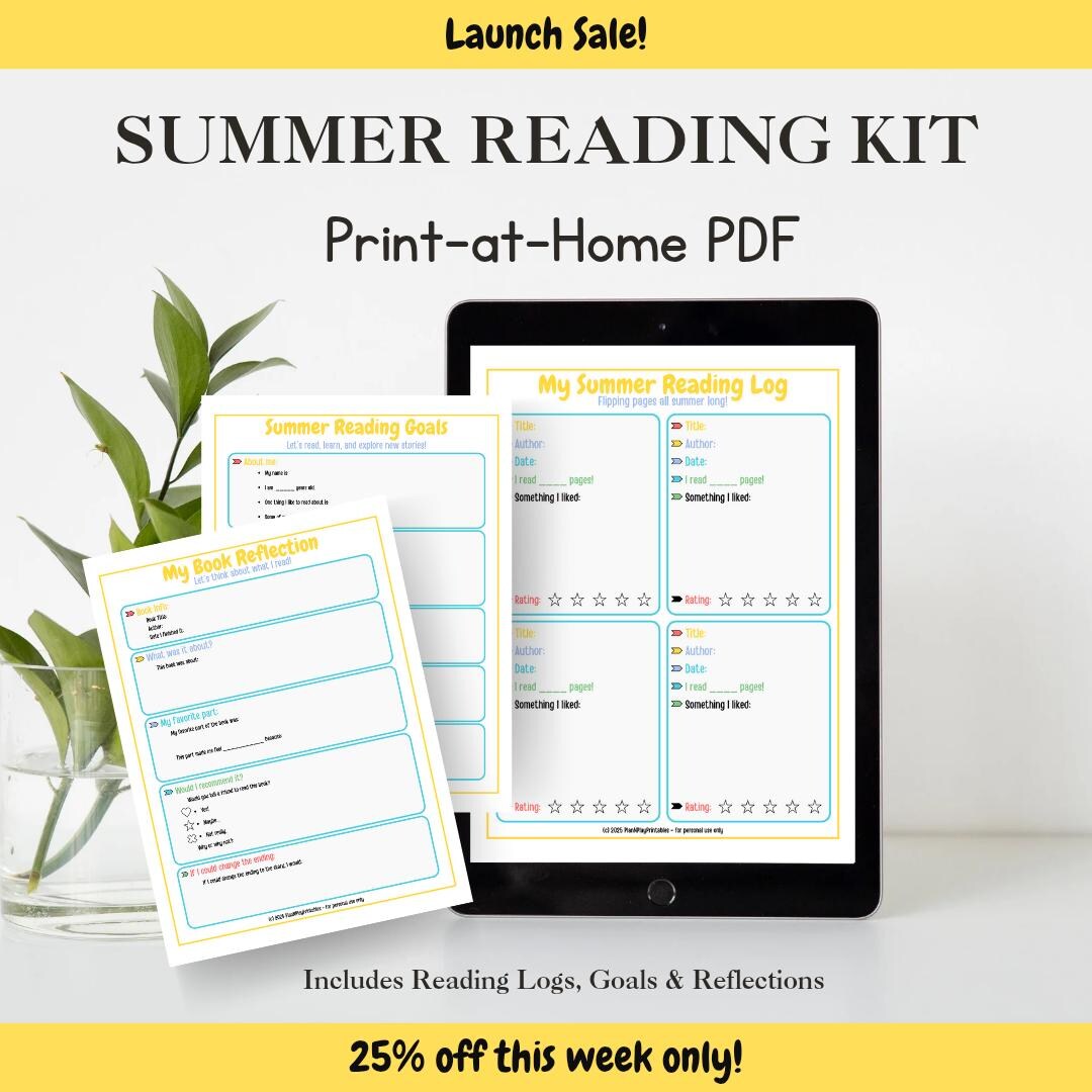 Summer Reading Kit: Printable Kids' Activities (reading Log, Goals ...