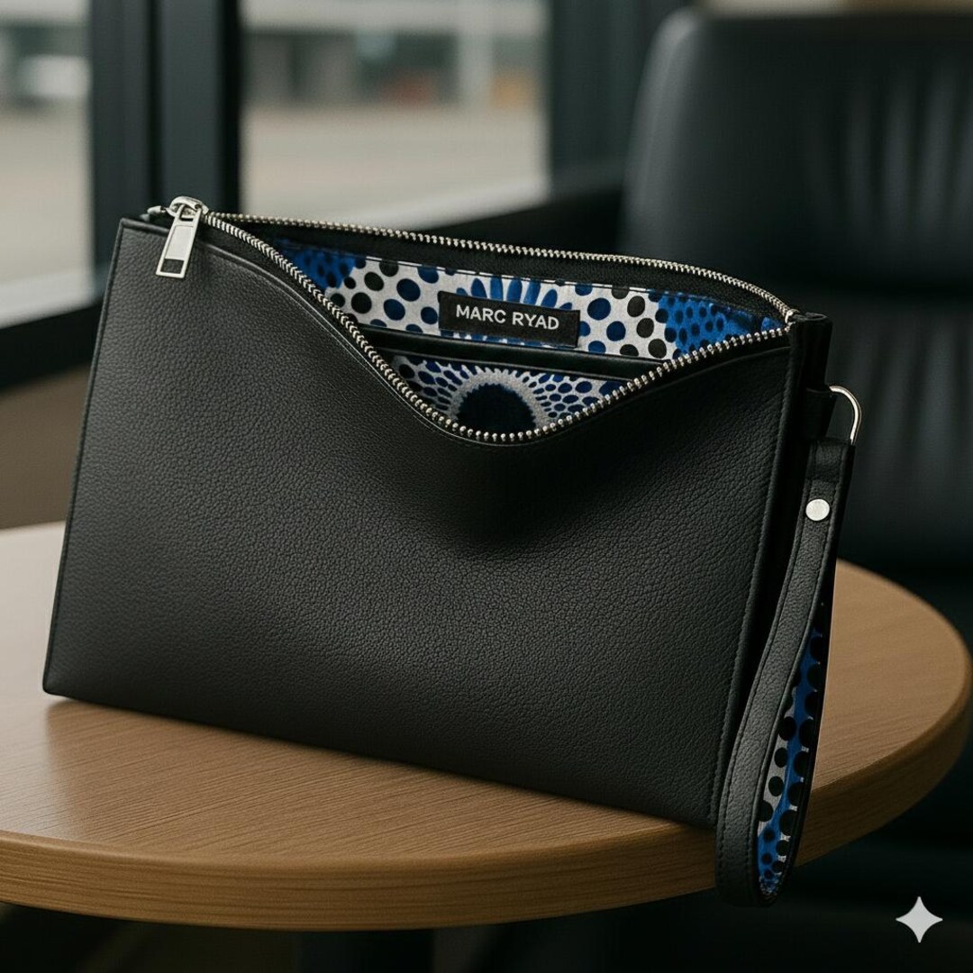Large Genuine Cowhide and Wax Leather Clutch Bag, 32 X 25 Cm – Elegant ...