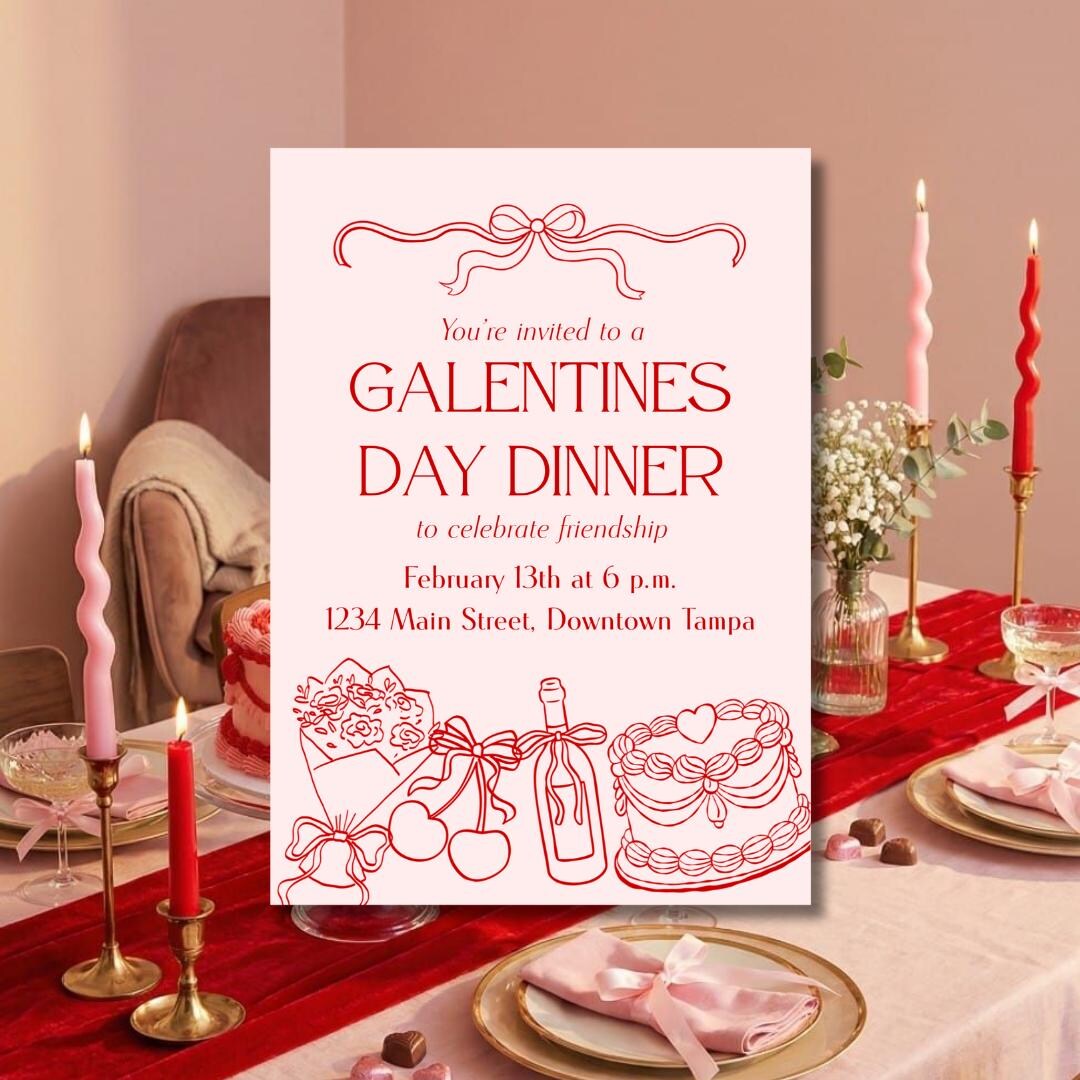 Galentine's Day Dinner Invitation, Valentines Dinner Reservation ...