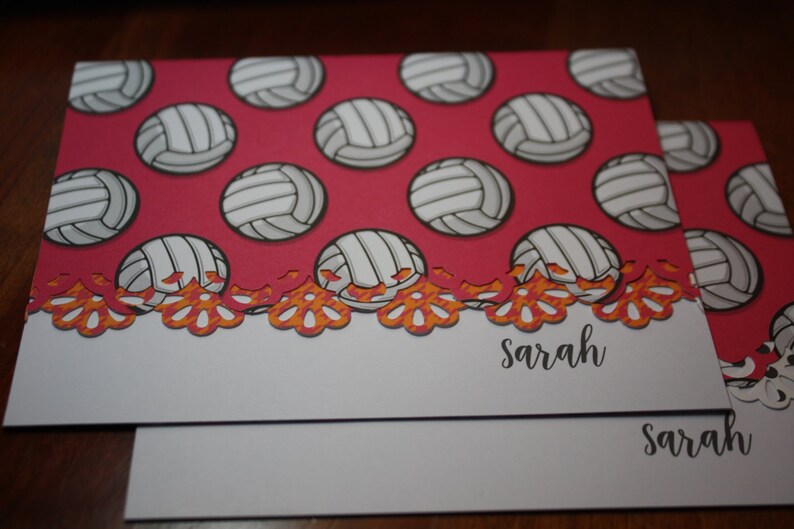 Personalized Volleyball Themed Note Cards - Etsy