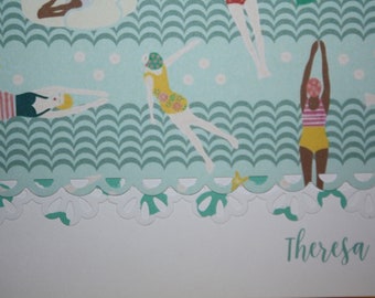 FOUR Just Swim Note Cards With Envelopes, Swim Stationery, Swim Gift ...