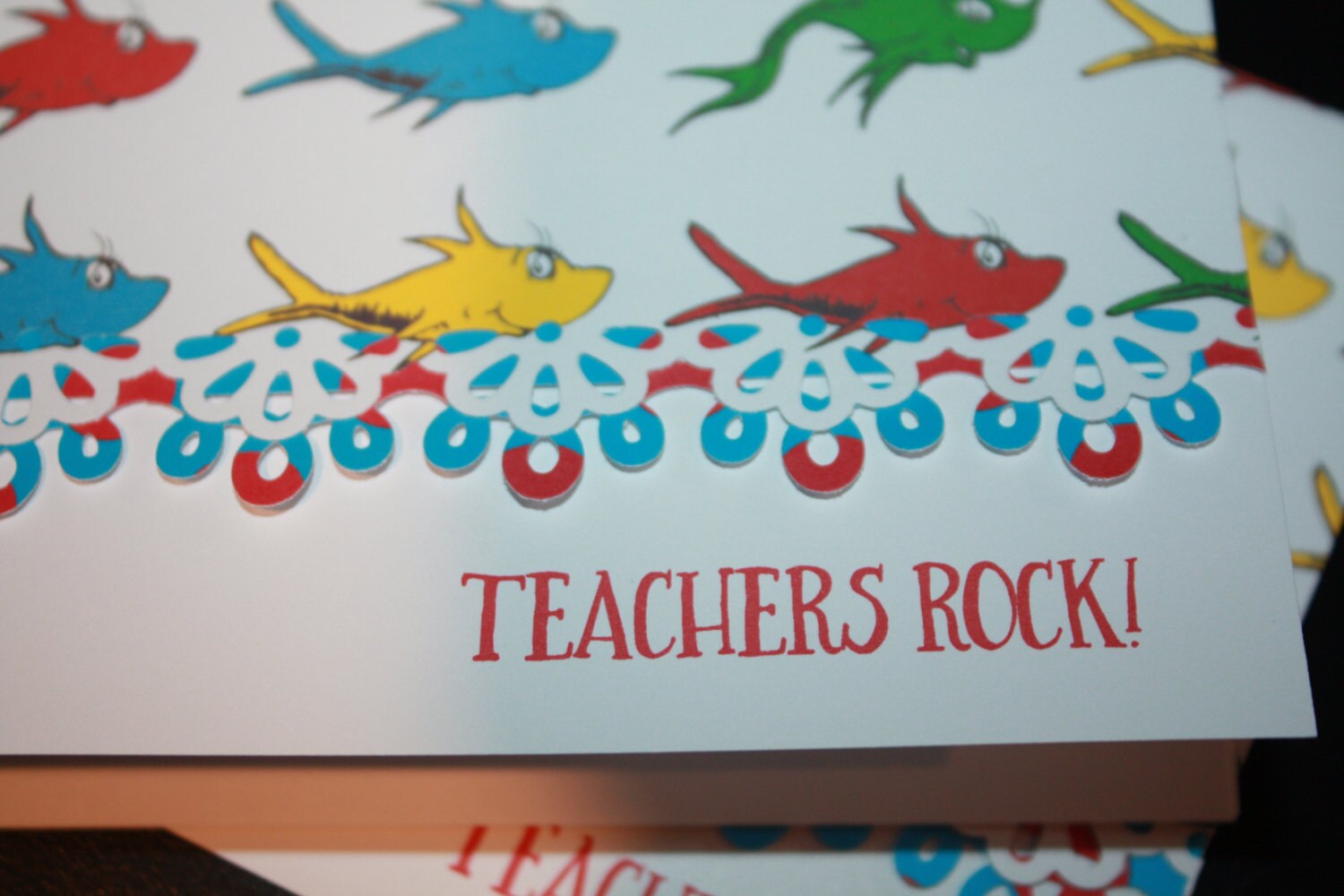 One Fish Two Fish Dr. Seuss Themed Handcrafted Note Cards - Etsy