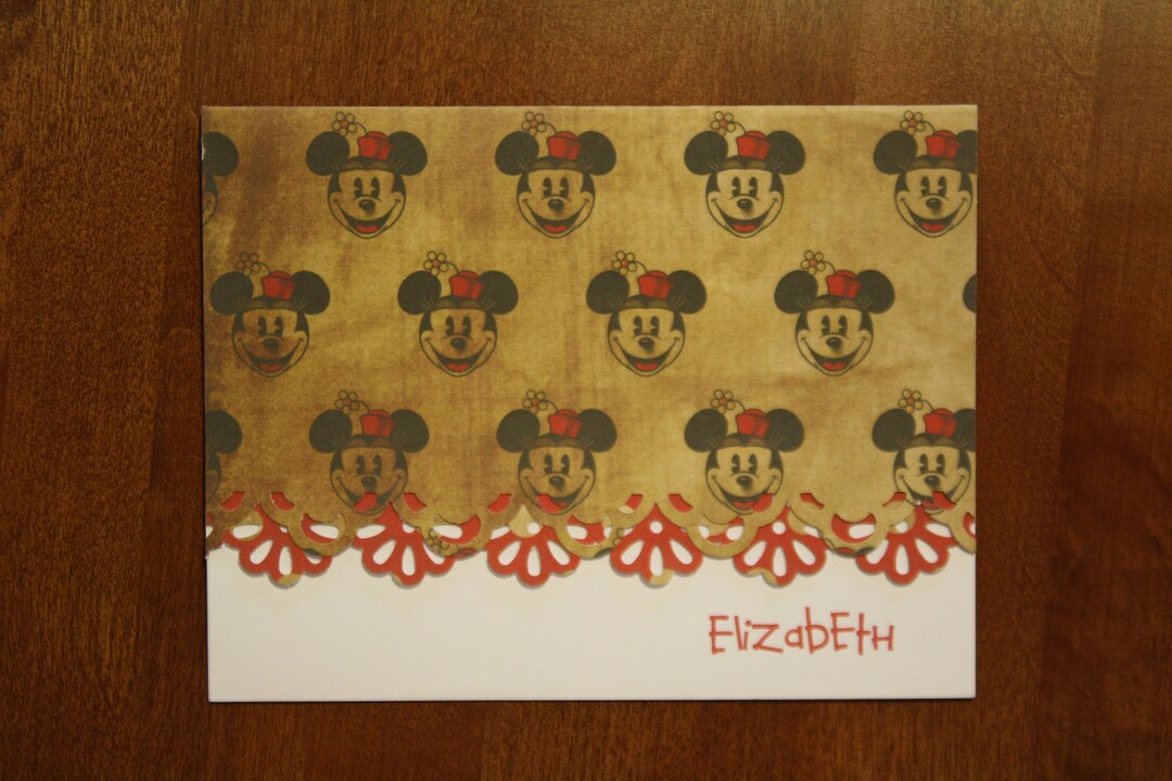 Vintage Minnie Mouse Note Cards Handcrafted and Personalized - Etsy