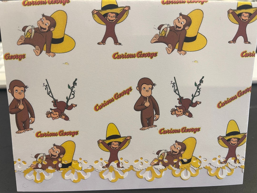 Curious George Note Cards Handcrafted and Personalize 2 Pattern Options ...