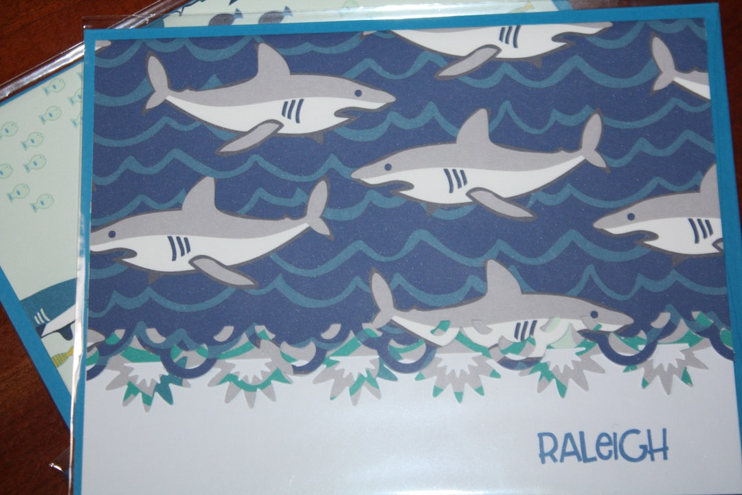 Shark Attack Theme Handcrafted Note Cards Personalization May Be Added ...