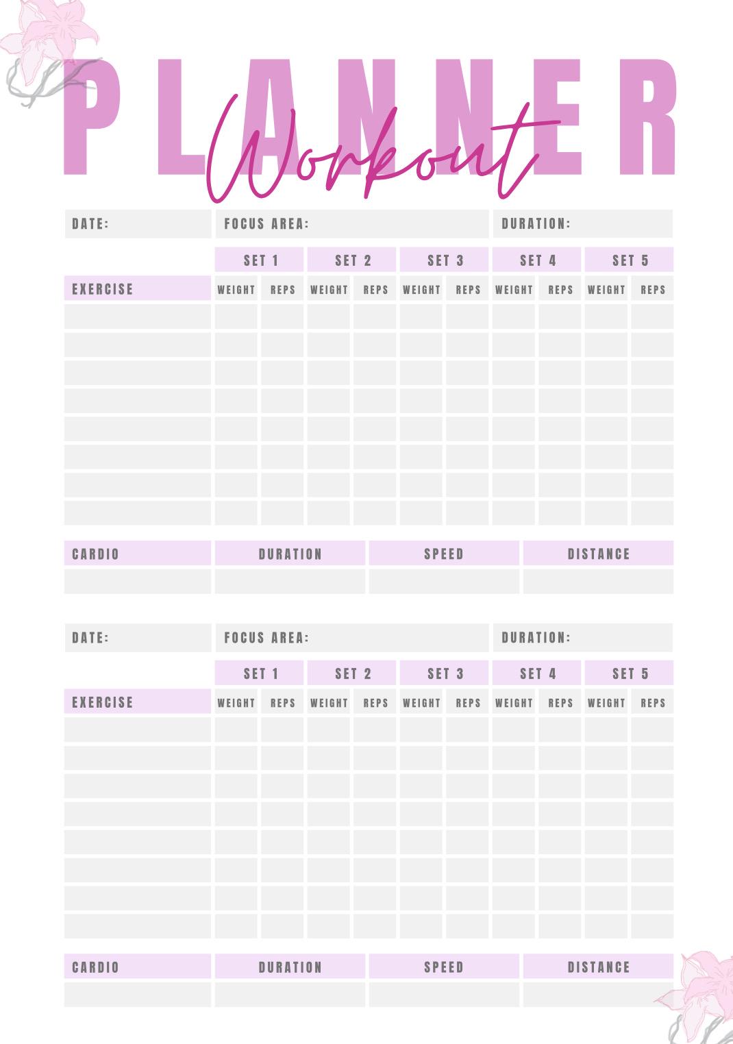 Editable Workout Planner - Etsy
