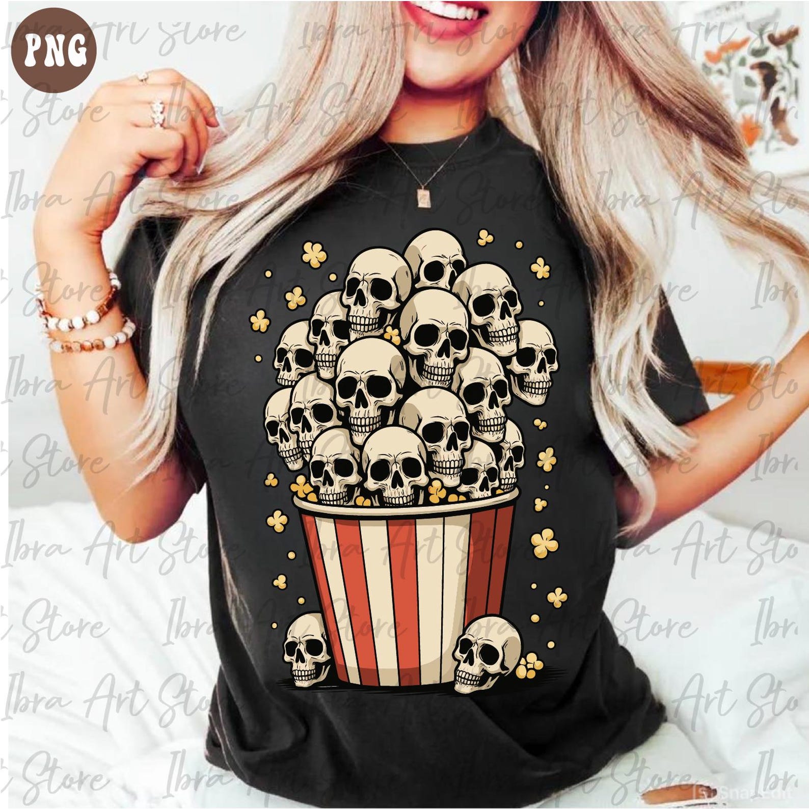 Scary Popcorn Skeleton Shirt Png, Creepy Fall Art Print Trendy Png ...