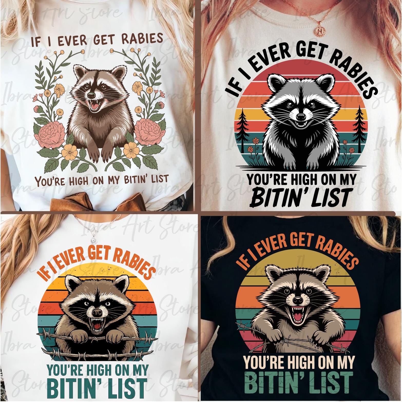 Funny Raccoon Vintage Design SVG PNG, If I Ever Get Rabies, You're High ...