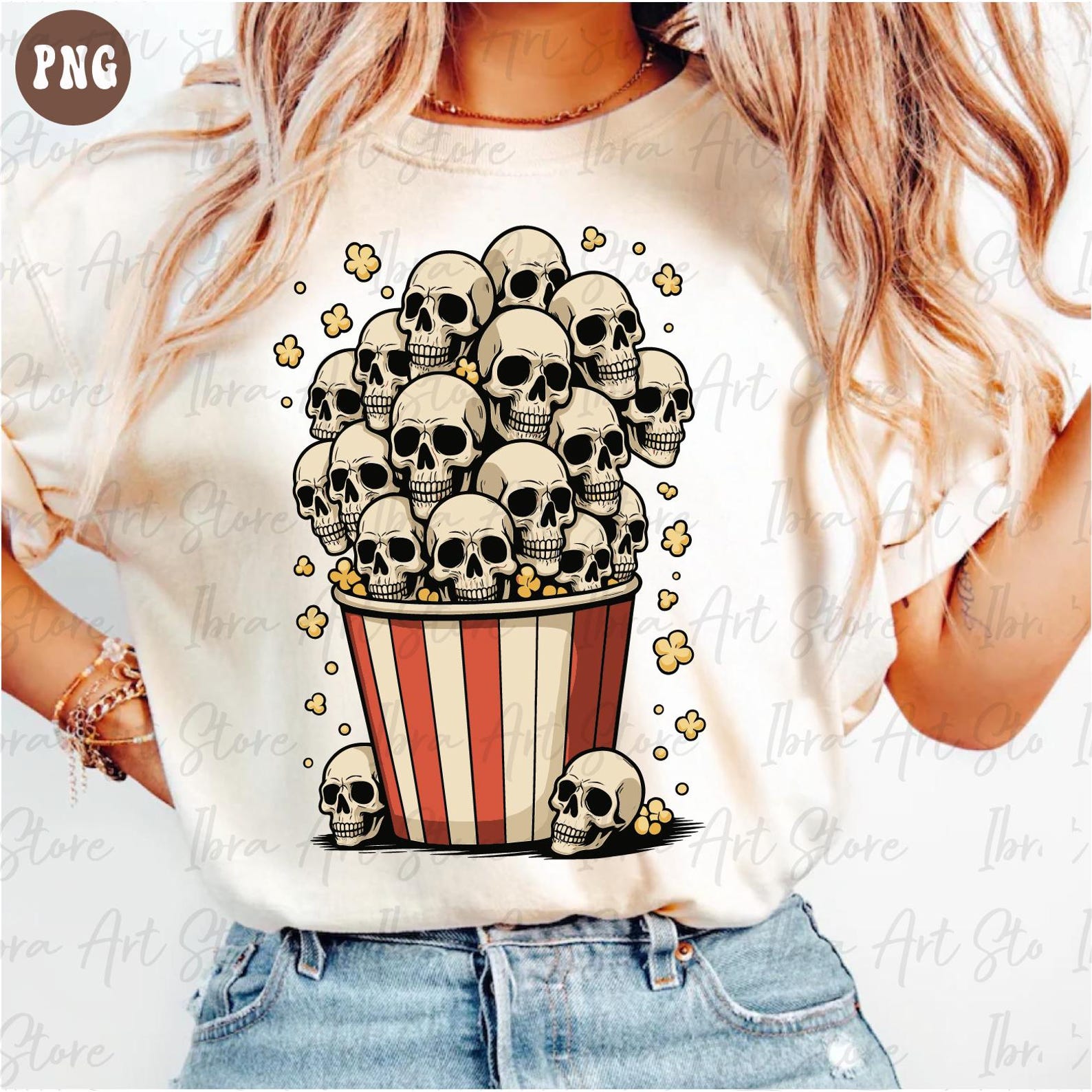 Scary Popcorn Skeleton Shirt Png, Creepy Fall Art Print Trendy Png ...