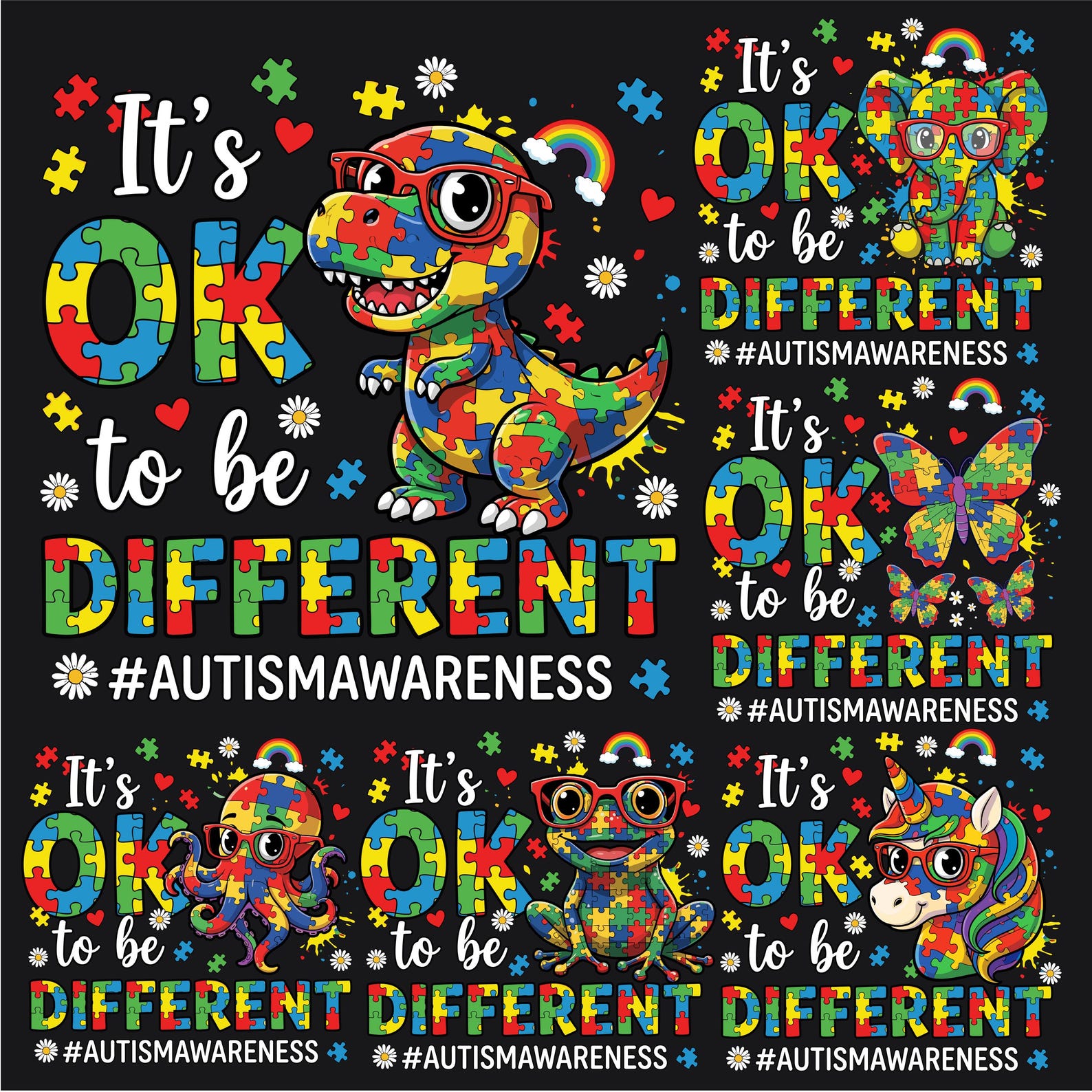 Autism Png Bundle,its Ok to Be Different Autism Awareness PNG Budnle ...