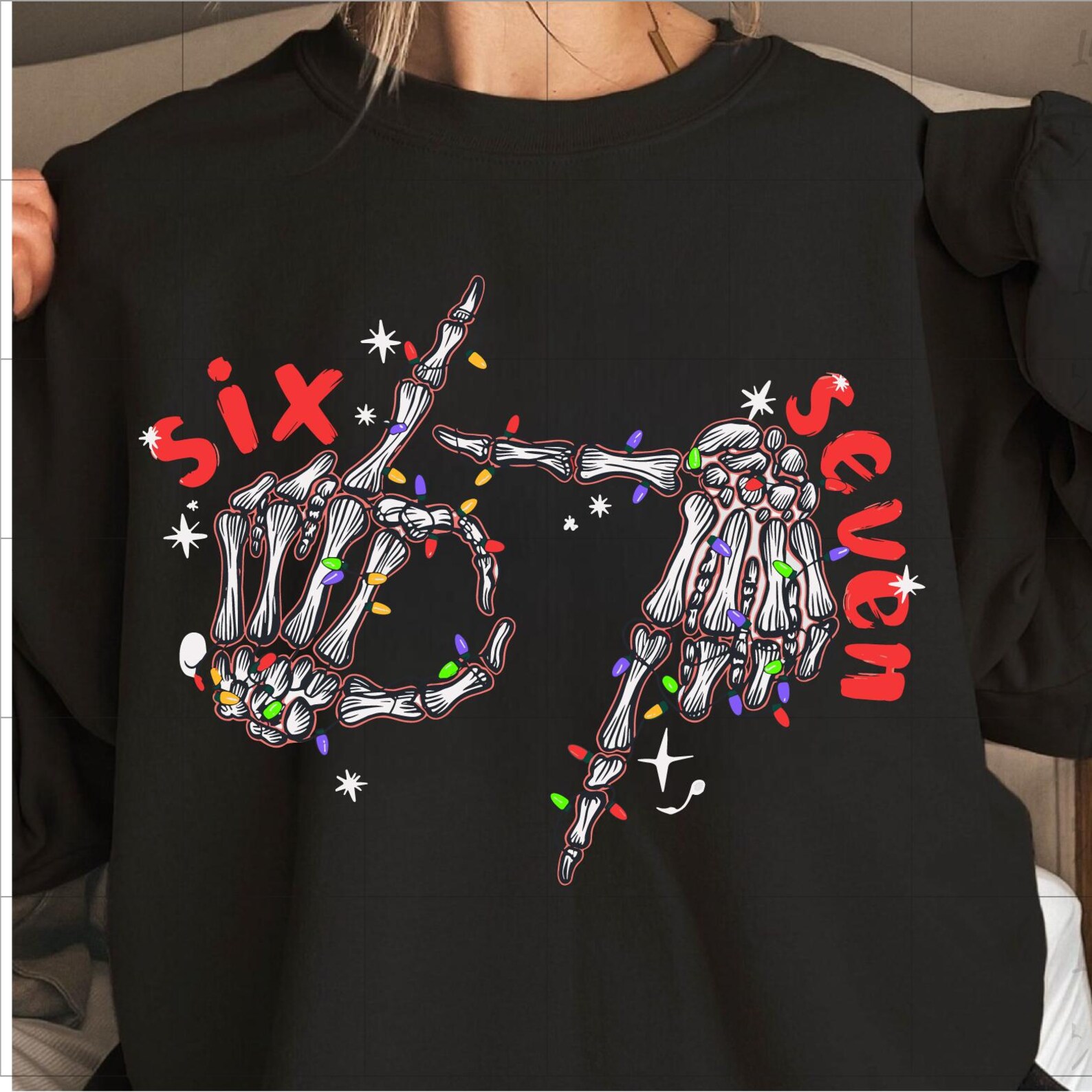Six Seven 6 7 Meme Funny Skeleton Hands SVG, Funny Halloween Bones ...