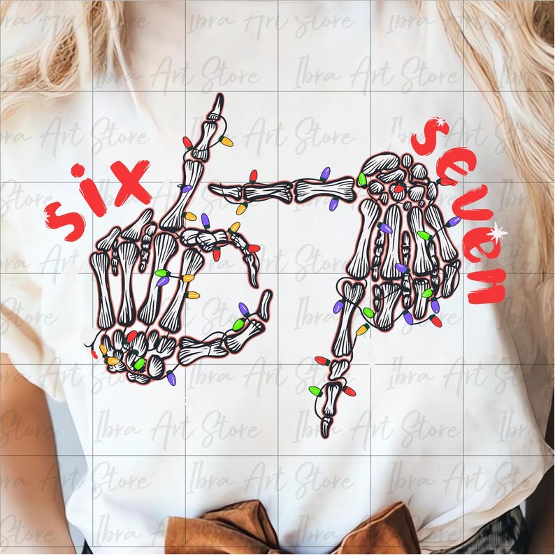 Six Seven 6 7 Meme Funny Skeleton Hands SVG, Funny Halloween Bones ...