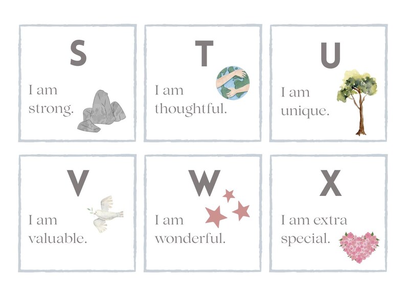 Printable ABC Affirmations – Calming Nature-themed Alphabet for Home or ...