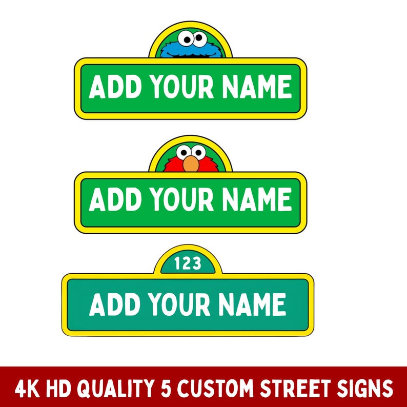 Custom Street Sign SVG, Sesame Editable Canva Template, Kids Party ...