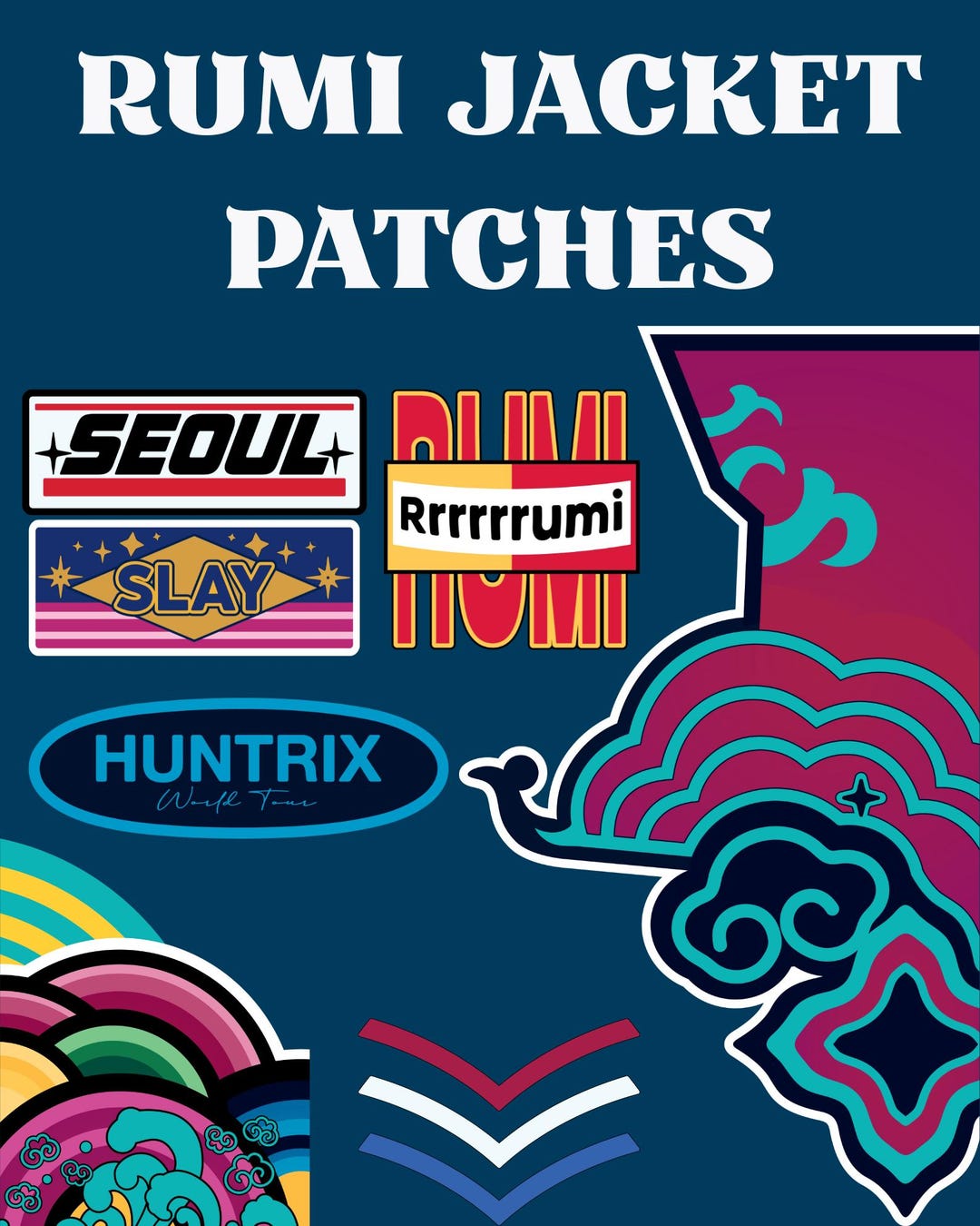 Rumi Kpop Demon Hunters Jacket Patches, Huntrix Hunter Illustration ...