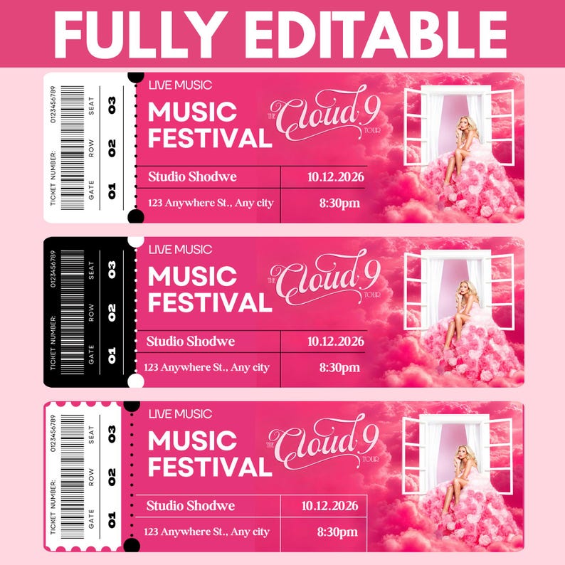 Megan Moroney Editable Concert Ticket, Canva Ticket Template ...