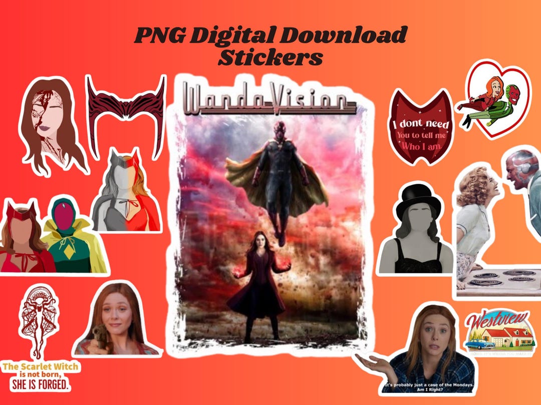 Wandavision Sticker Bundle 39 PNG Digital Stickers, Scarlet Witch ...