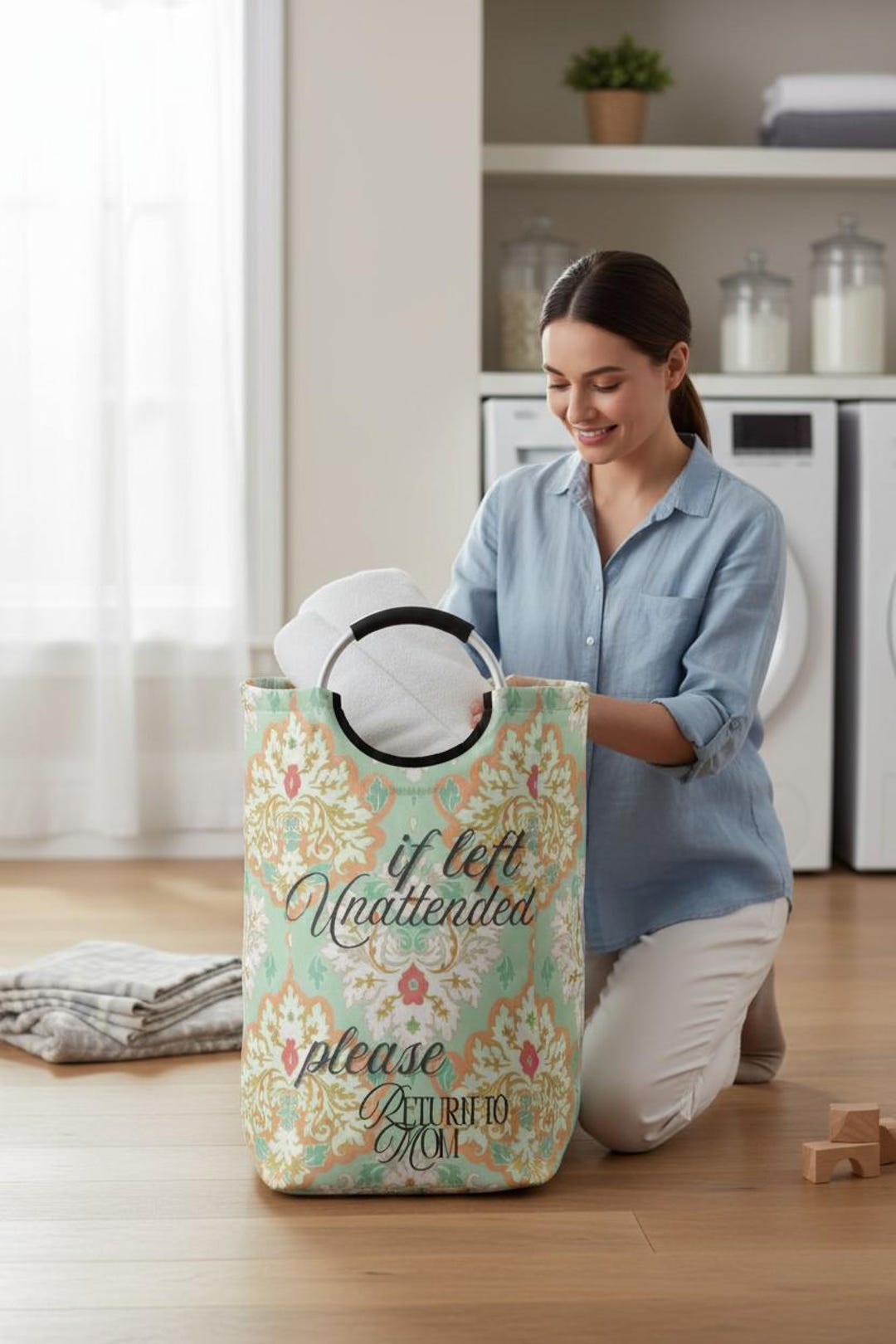 If Left Unattended" Funny Laundry Bag | Return to Mom Hamper ...
