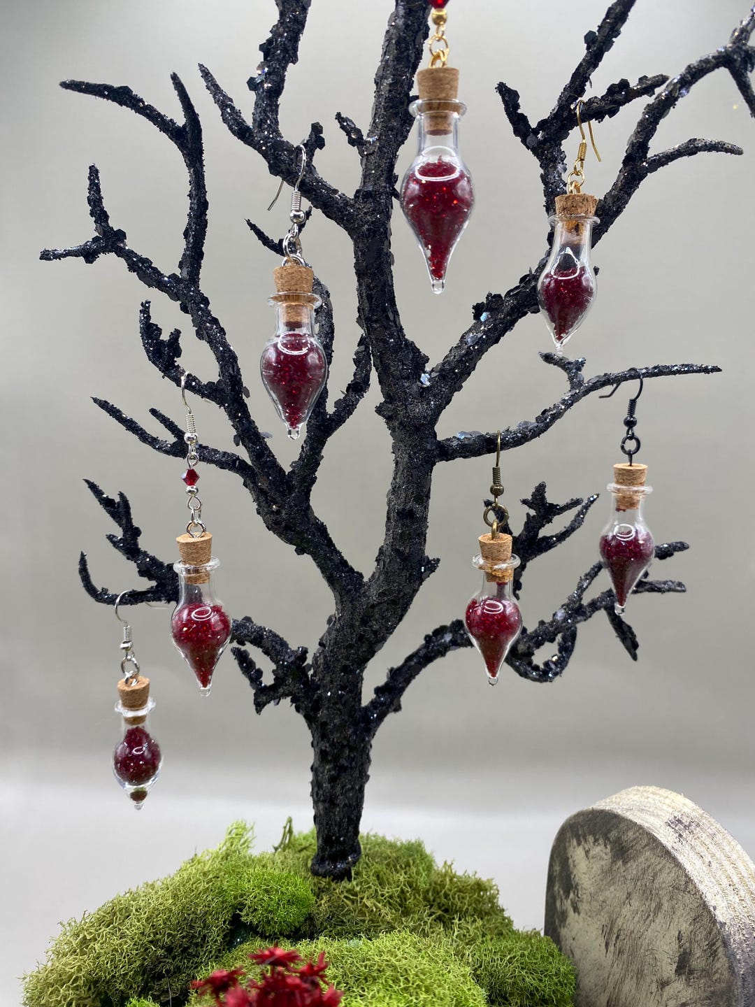 Vampire Blood Earrings: Crushed Crystal in Teardrop Vial Earring - Etsy
