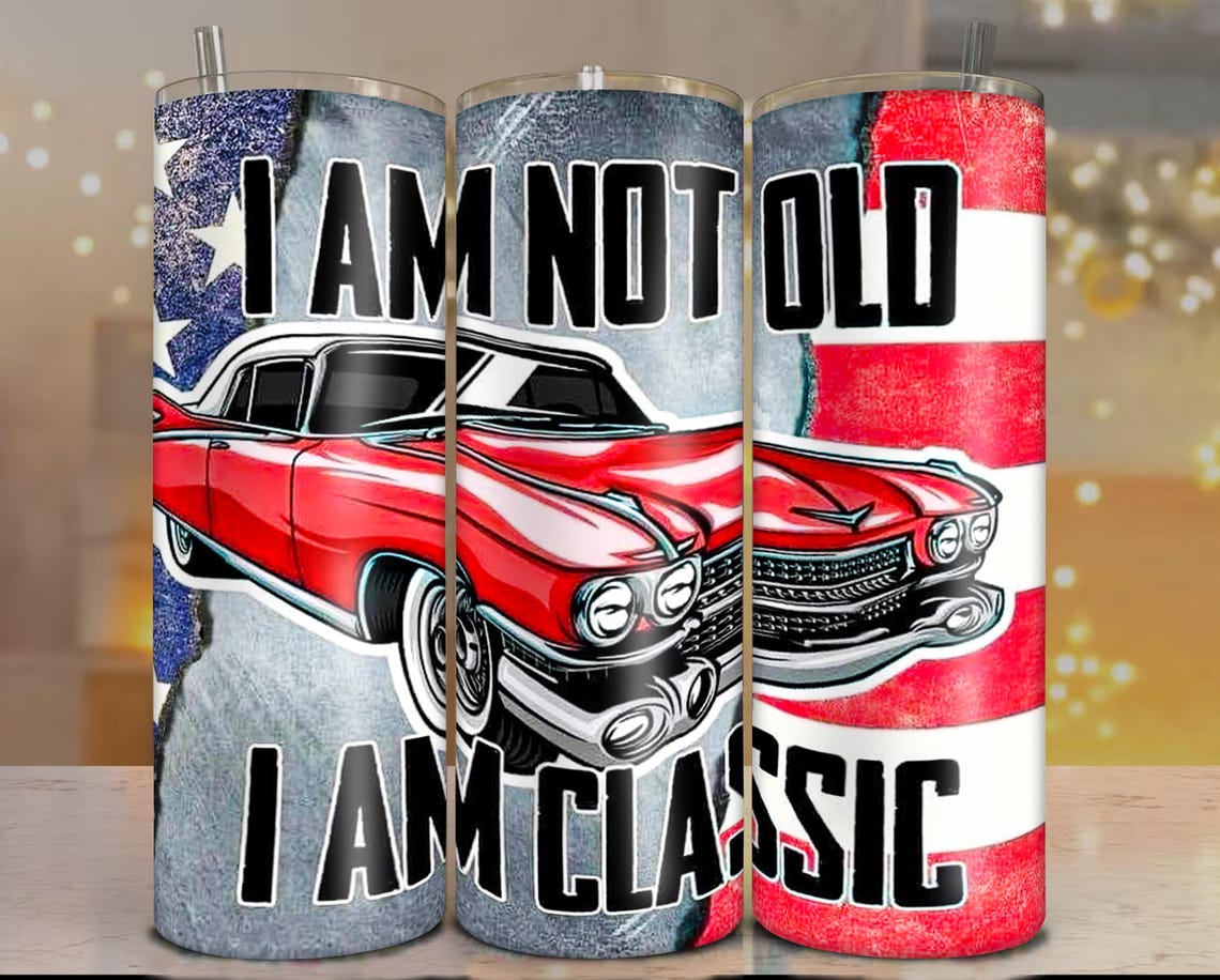 Classic Car Tumbler Wrap Sublimation Design: 20oz Skinny Tumbler PNG ...