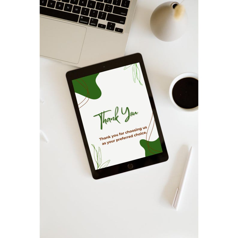 Modern Green Thank You Card Template: Printable PDF Digital Download - Etsy