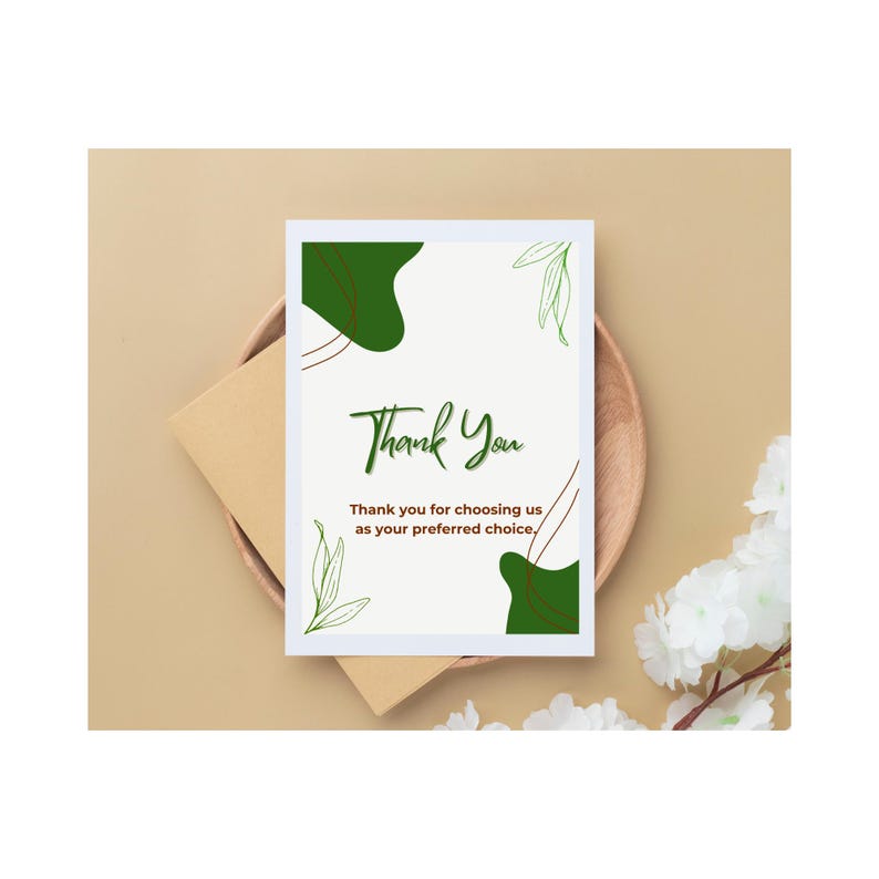 Modern Green Thank You Card Template: Printable PDF Digital Download - Etsy