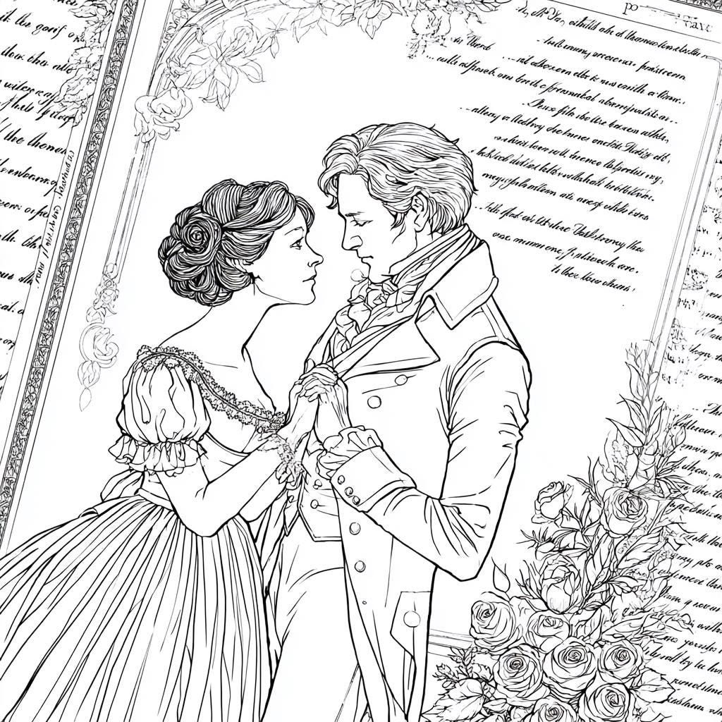 Jane Austin Coloring Pages Classic Novels Set 1: Coloring Pages ...