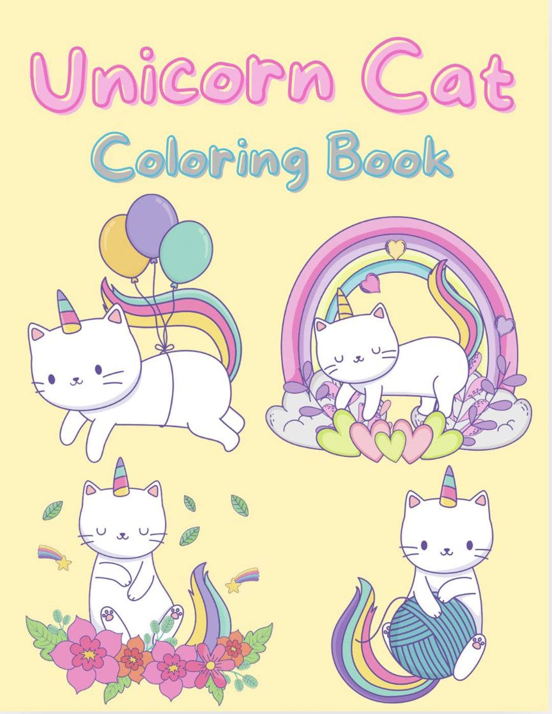 Unicorn Cat Coloring Book, Fantasy Kittycorn for All Ages - Etsy