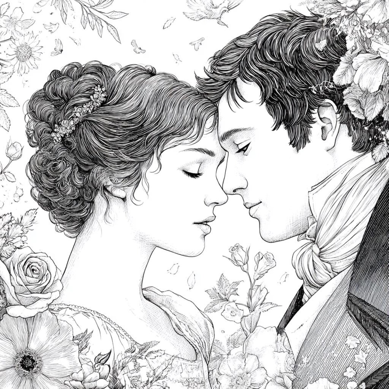 Pride and Prejudice Coloring Pages: Classic Novel Illustrations (set 1 ...
