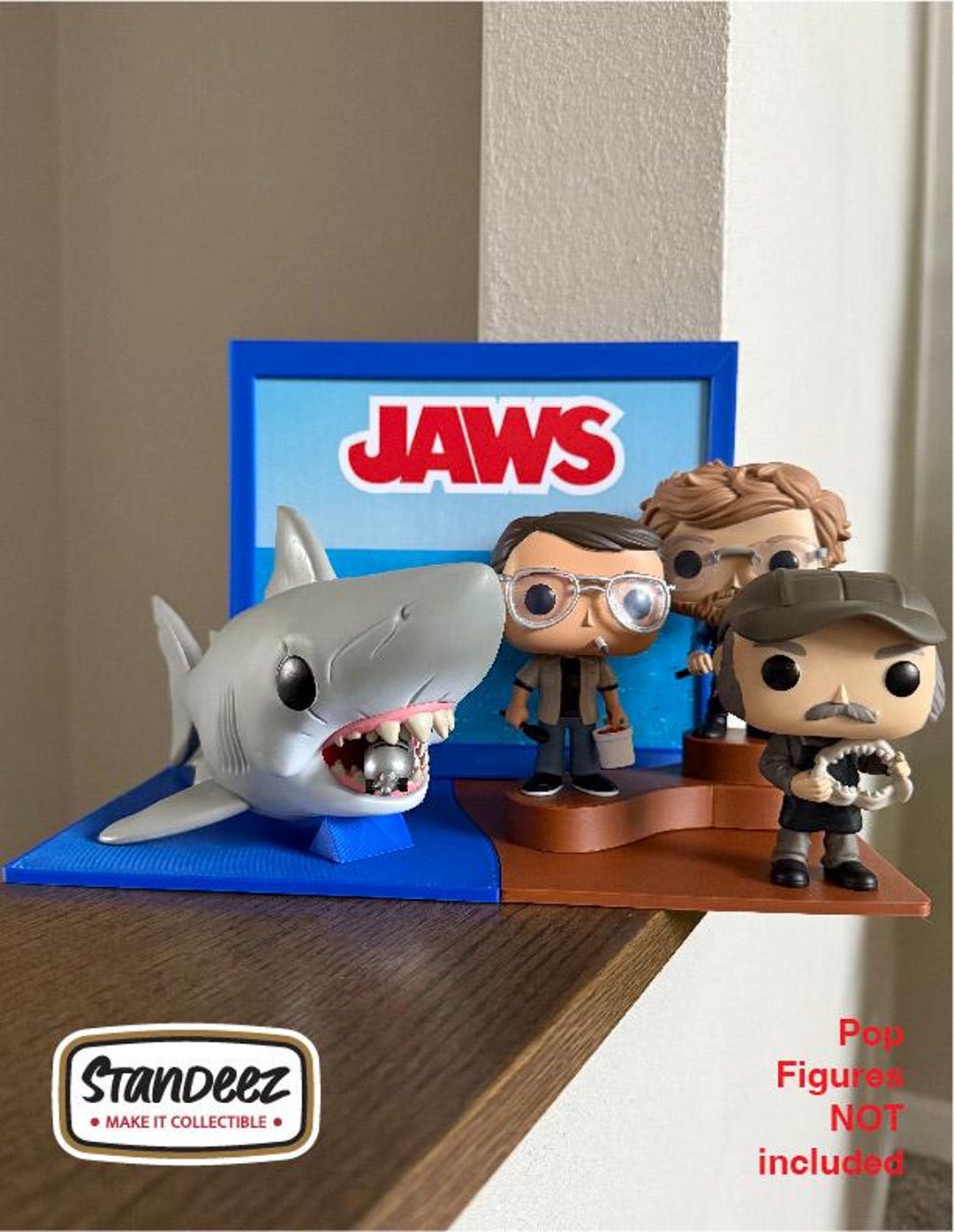 Jaws 3d Printed Multi-level Display Stand WITH Letter Poster Print (pop ...