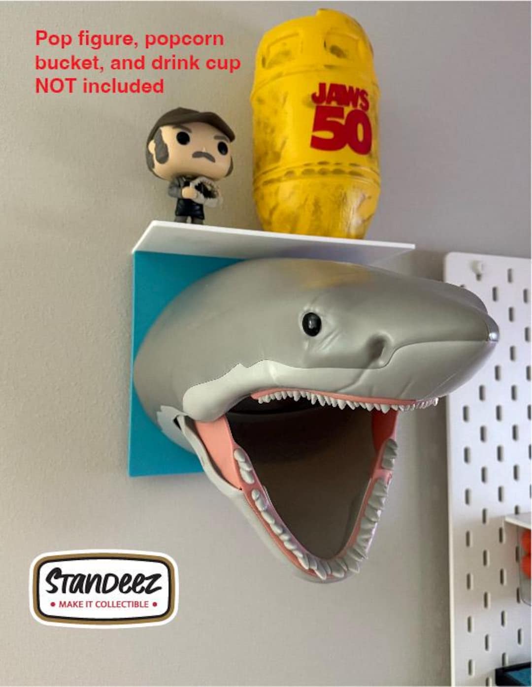 Jaws 3D Printed Popcorn Bucket Wall Mount & Display Shelf (shark Head ...