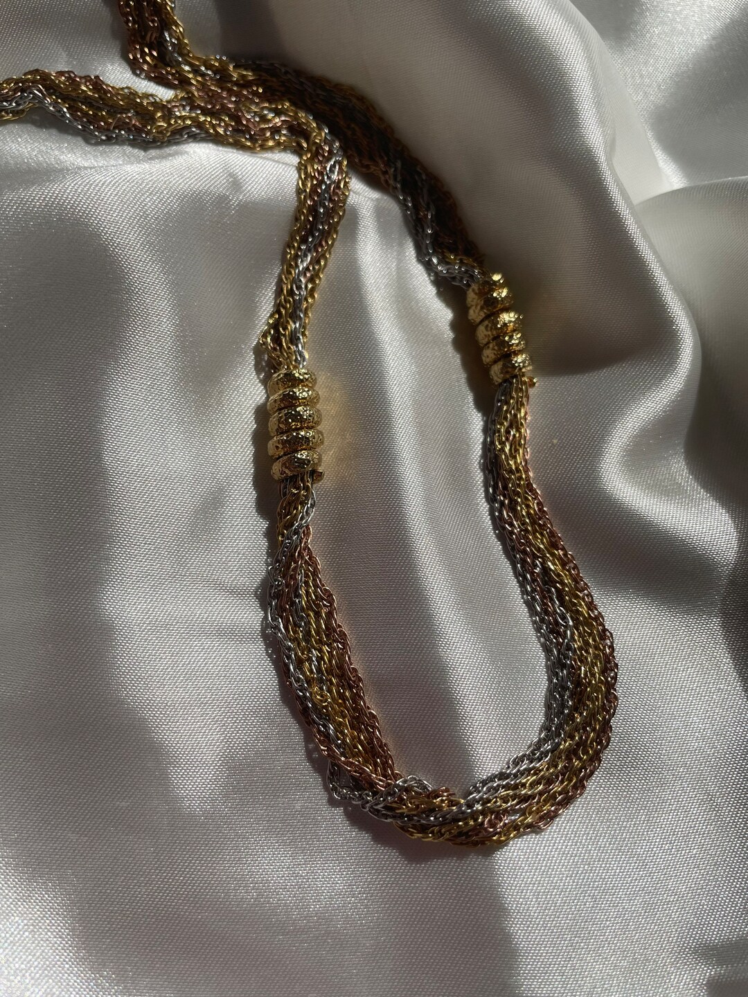 Vintage Gold Tri-tone Chain Necklace, Retro Costume Jewelry - Etsy